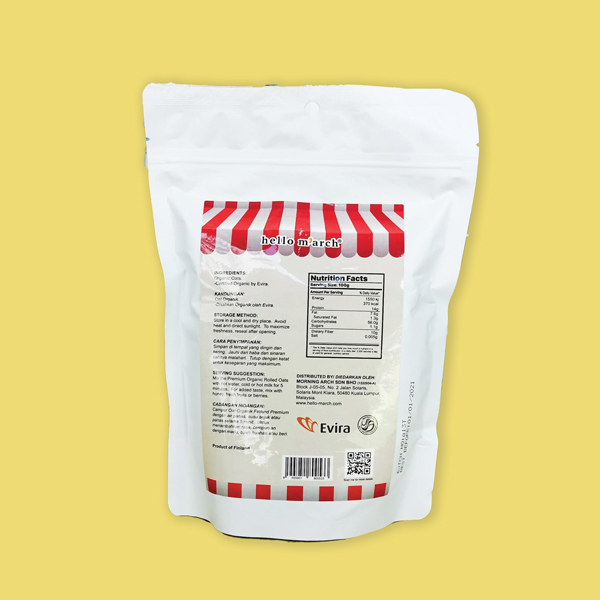 Premium Organic Rolled Oats (Finland) | Hello M'arch